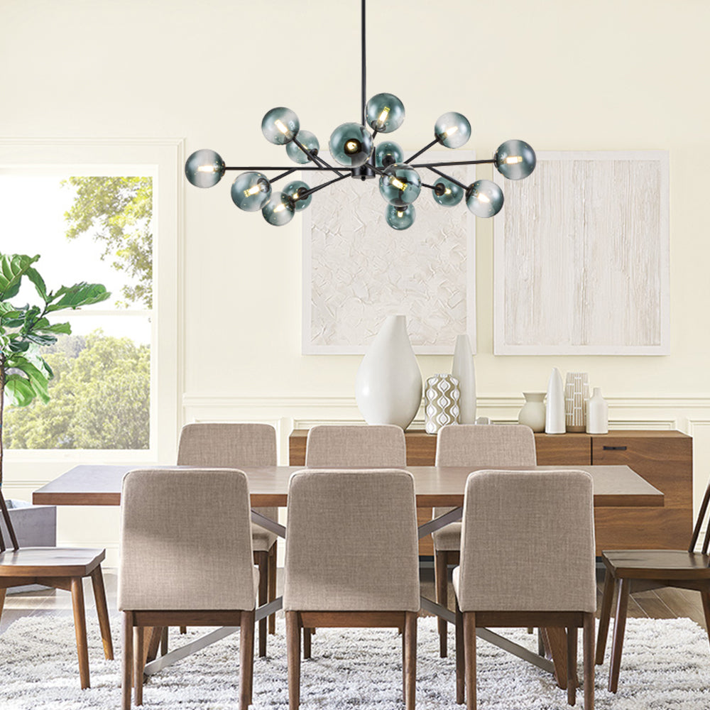 15-Light Blue Branch Sputnik Chandelier | Black Sputnik Light | Living ...