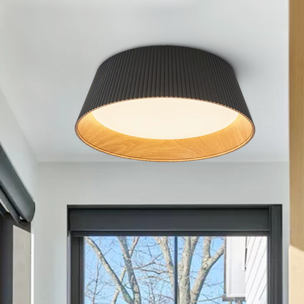 Fluted Ribbed Wood Grain LED Flush Mount Ceiling Light | Ceiling light ...
