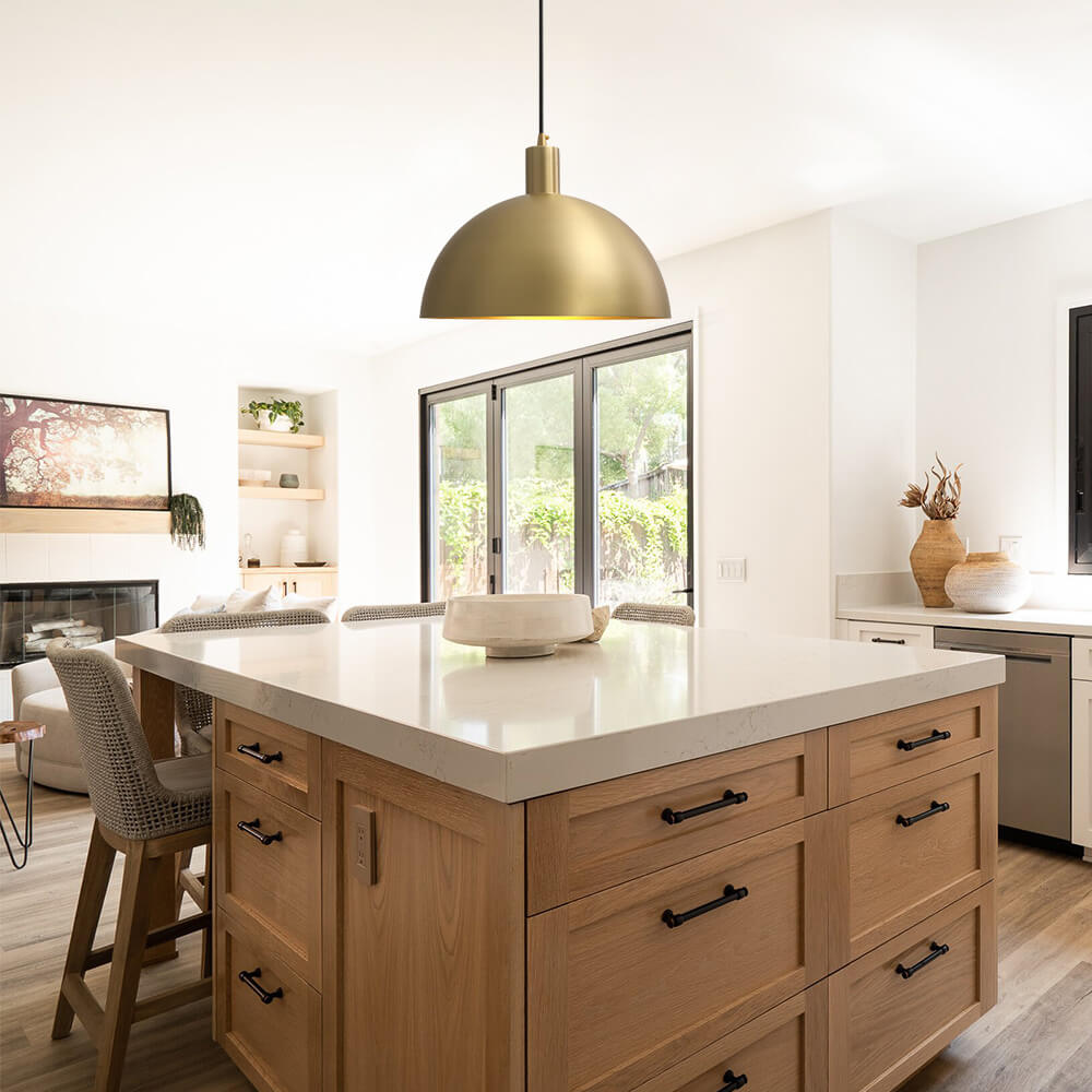 Modern 1 Light Dome Brass Pendant Light Kitchen | Thehouselights ...