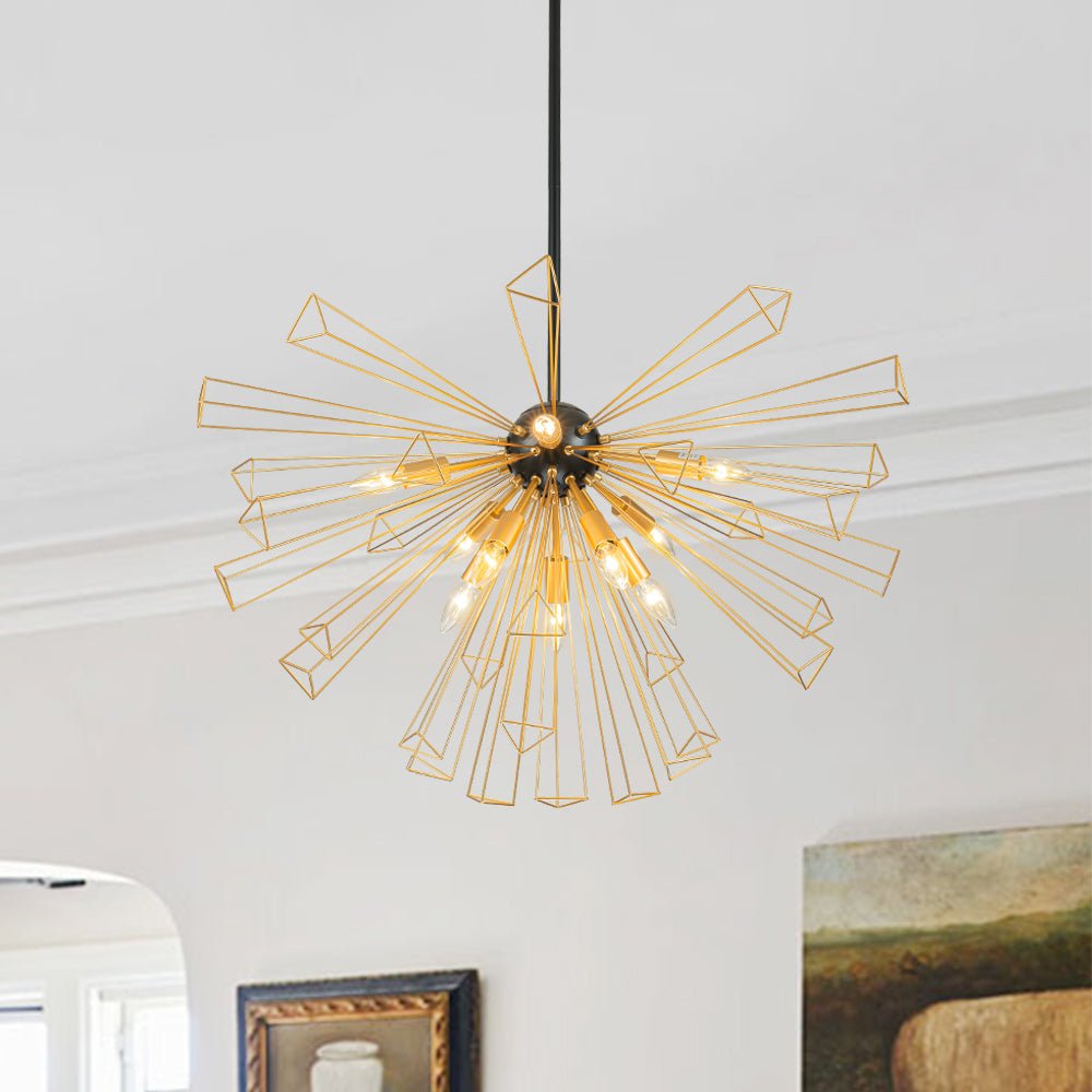10-Light Modern Sputnik Sunburst Geometric Chandelier | Thehouselights ...