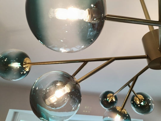 15-Light Blue Branch Sputnik Chandelier | Black Sputnik Light | Living ...