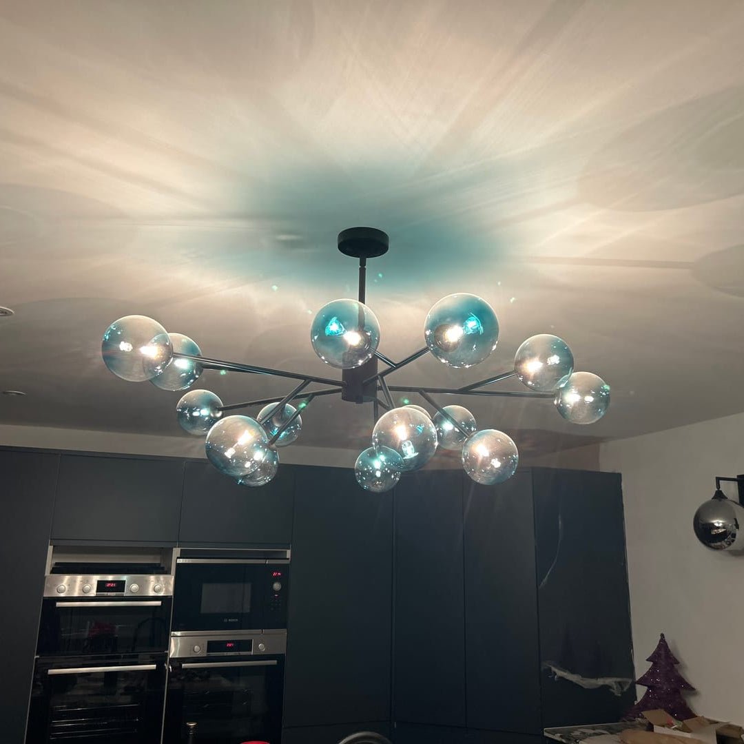 15-Light Blue Branch Sputnik Chandelier | Black Sputnik Light | Living ...
