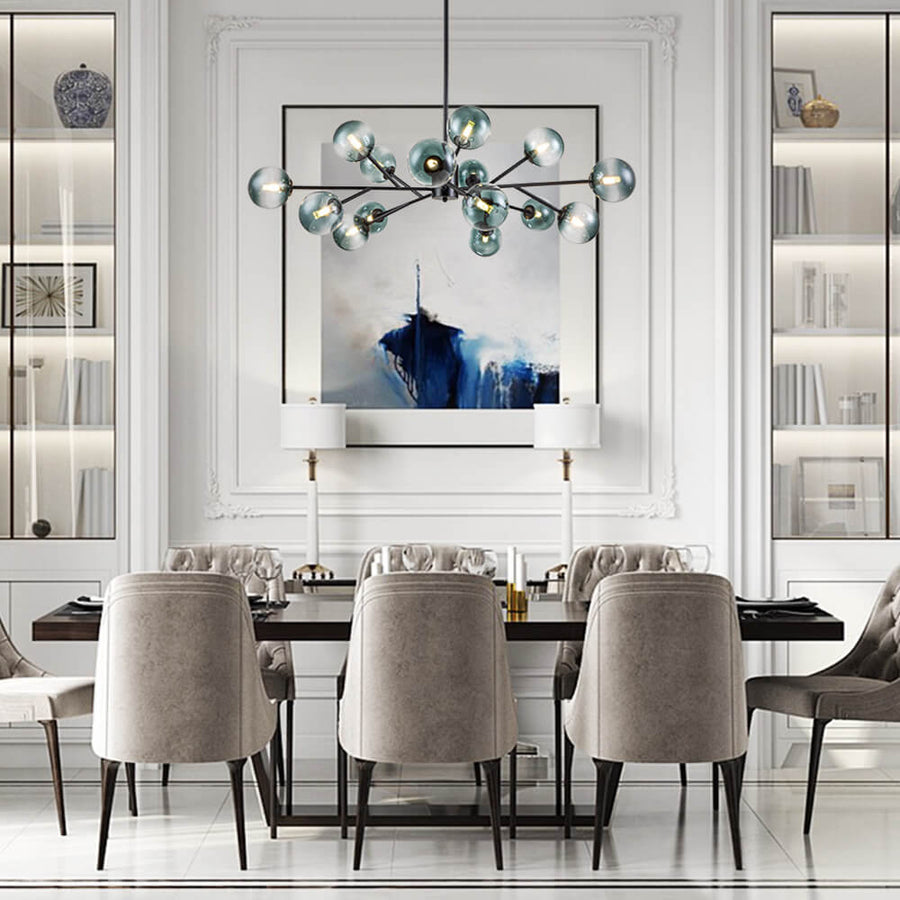 15-Light Blue Branch Sputnik Chandelier | Black Sputnik Light | Living ...
