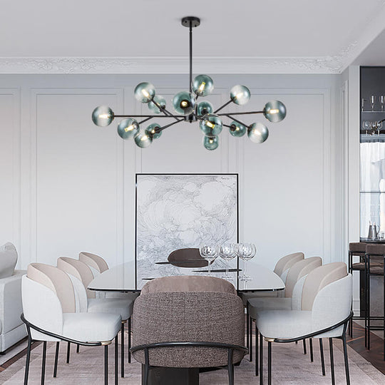 15-Light Blue Branch Sputnik Chandelier | Black Sputnik Light | Living ...