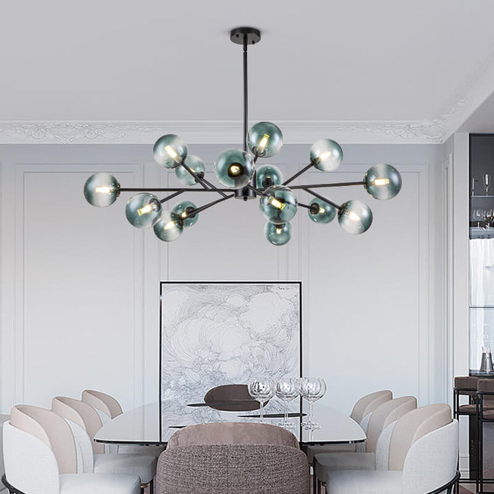 15-Light Blue Branch Sputnik Chandelier | Black Sputnik Light | Living ...