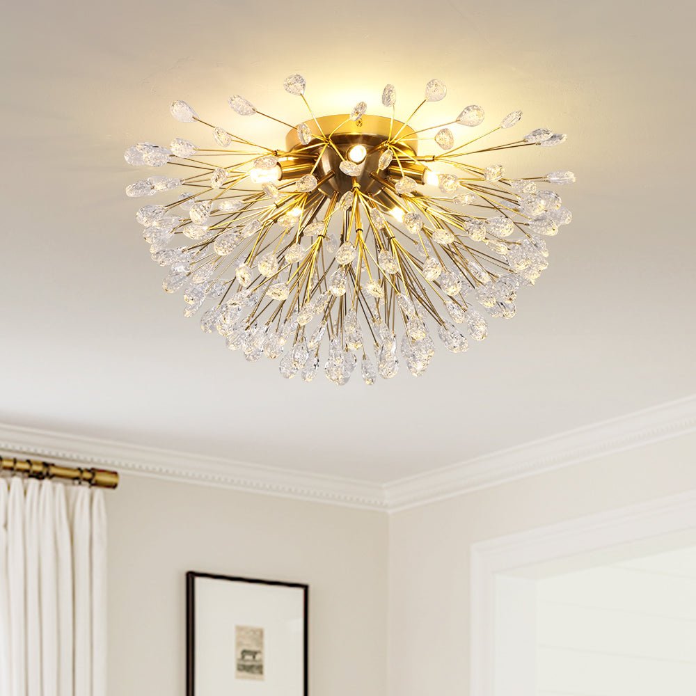 5-Light Crystal Dandelion Semi Flush Chandelier | Thehouselights ...