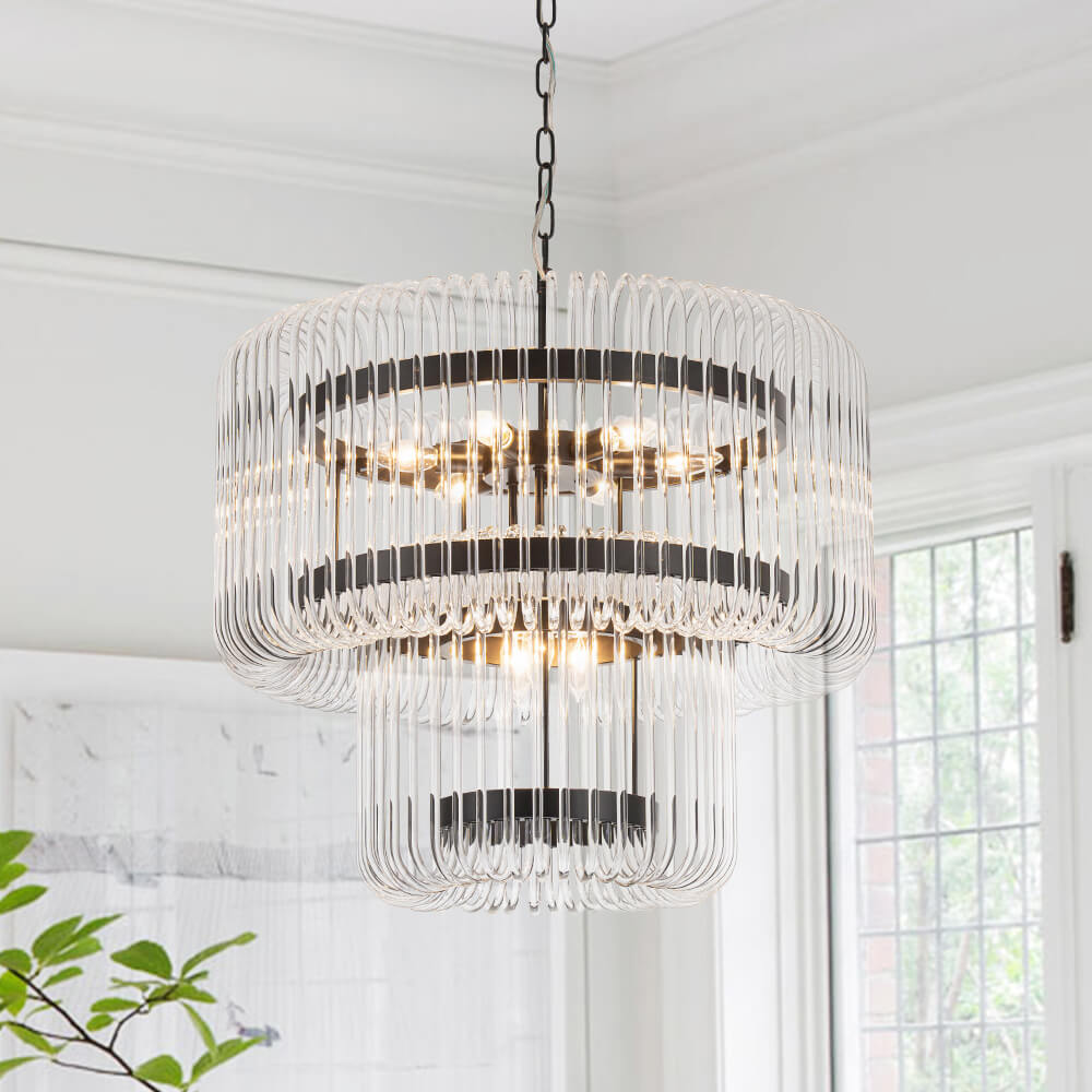 9-Light Glam Drum Crystal Chandelier | thehouselight, 2-Tiered ...