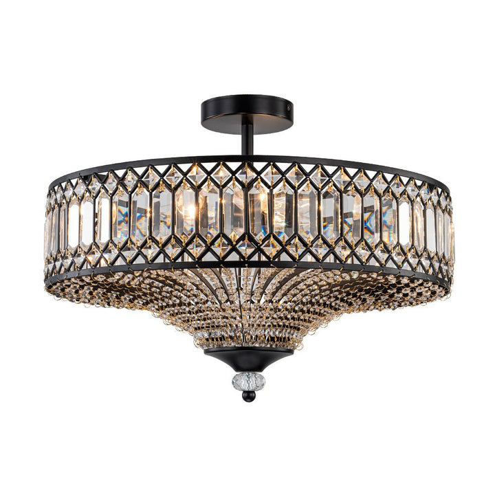 Carved Crystal Drum Semi Flush Mount | Ceiling light for low ceilings ...