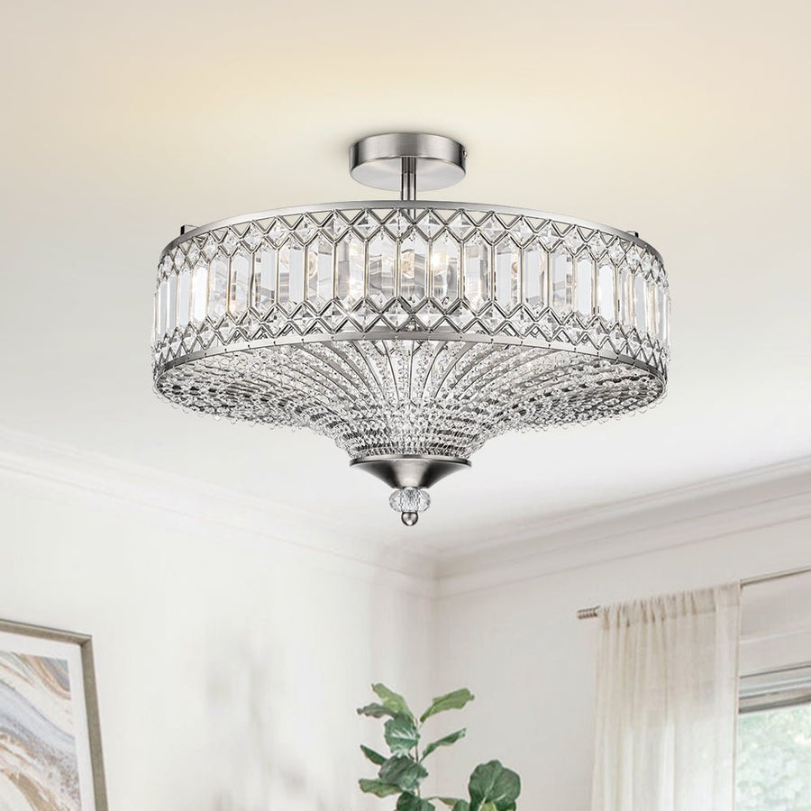Carved Crystal Drum Semi Flush Mount | Ceiling light for low ceilings ...