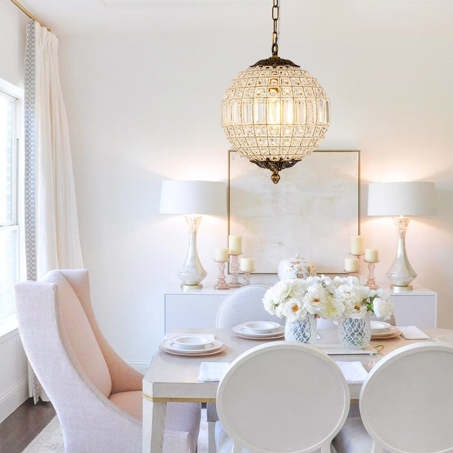 Mid-century Modern Crystal Orb Chandelier| Thehouselights, Crystal ...