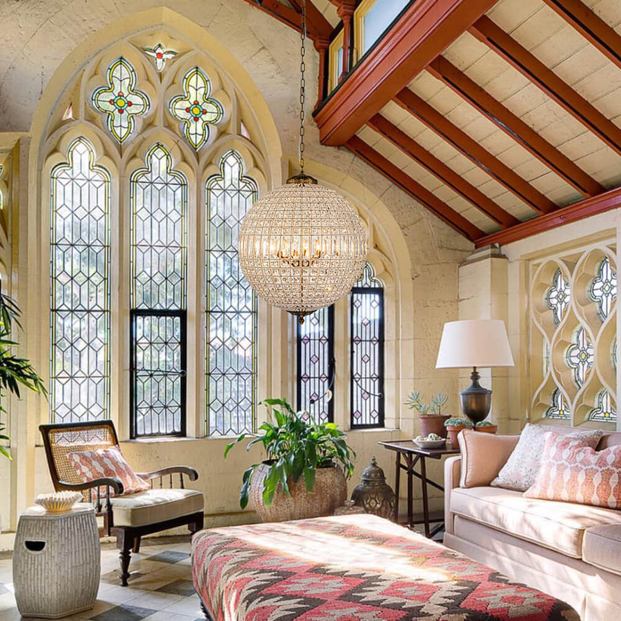 Mid-century Modern Crystal Orb Chandelier| Thehouselights, Crystal ...