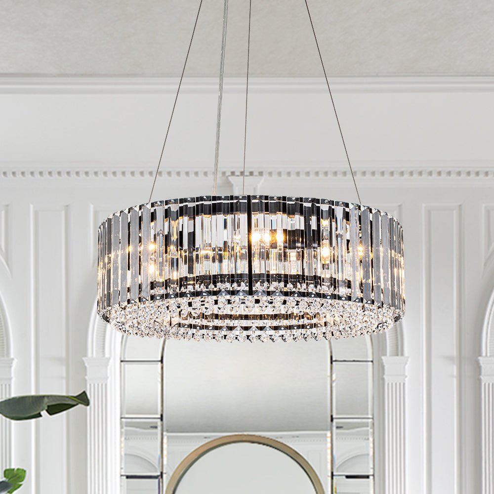 Glam Modern Round Crystal Chandelier | thehouselight, Drum Shape ...