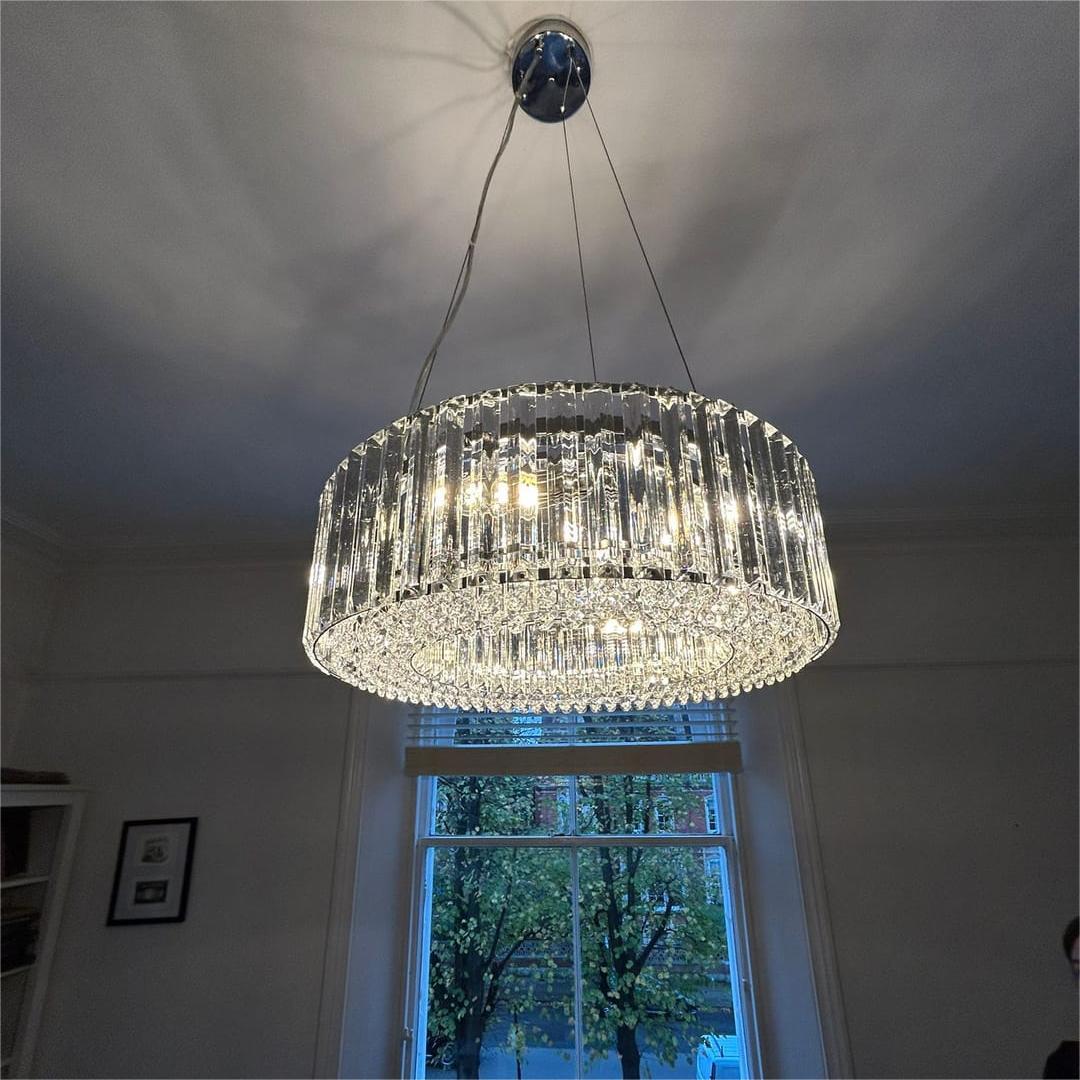 Glam Modern Round Crystal Chandelier | thehouselight, Drum Shape ...