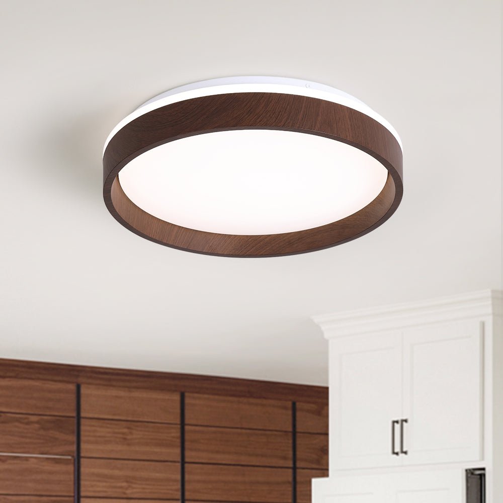 LED Wood Grain Round Flush Mount Ceiling Light | Ceiling light for low ...