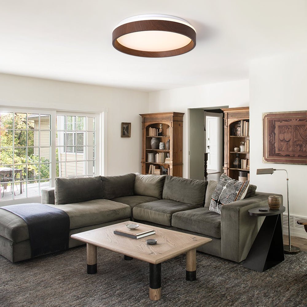 LED Wood Grain Round Flush Mount Ceiling Light | Ceiling light for low ...