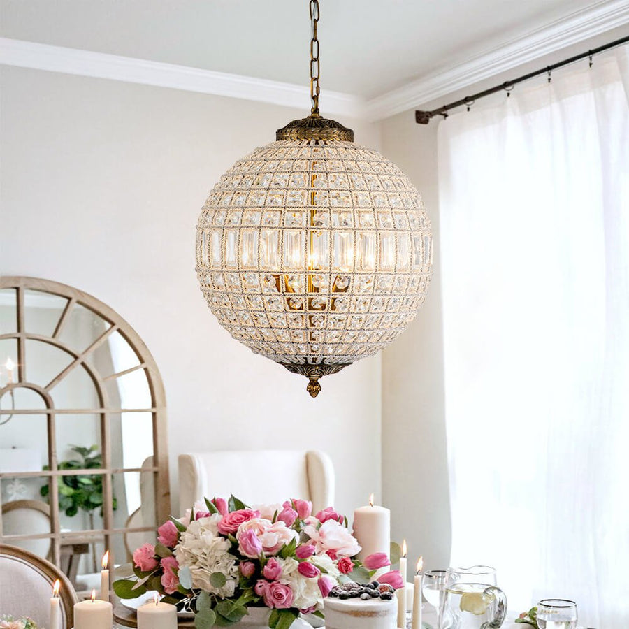 Mid-century Modern Crystal Orb Chandelier| Thehouselights, Crystal ...