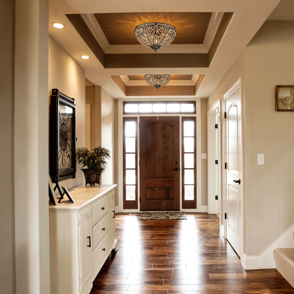 Modern Roman 3-Light Crystal Glass Flush Mount Chandelier | Ceiling ...