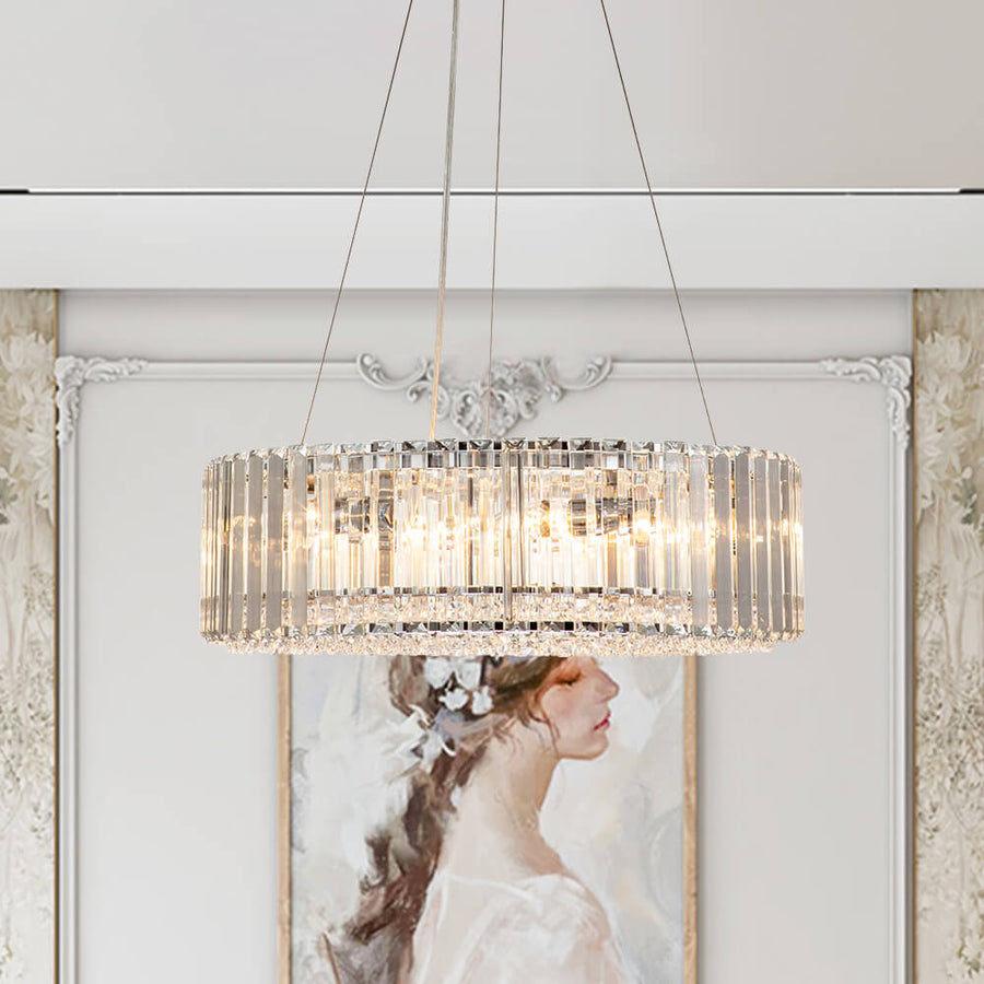 Modern Round Crystal Chandelier | thehouselight, Drum Chandelier ...