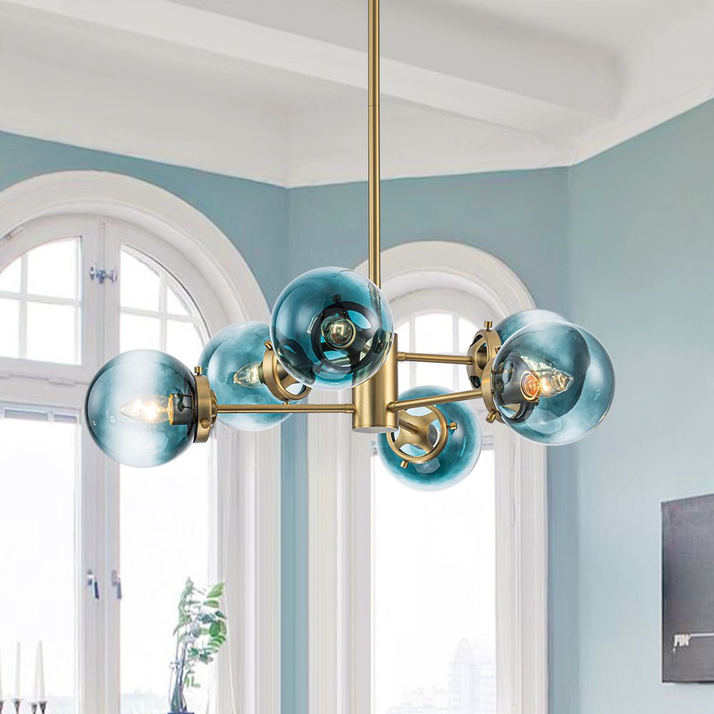 Sputnik Blue Glass Globe Bubble Chandelier | Thehouselights, Bubble ...