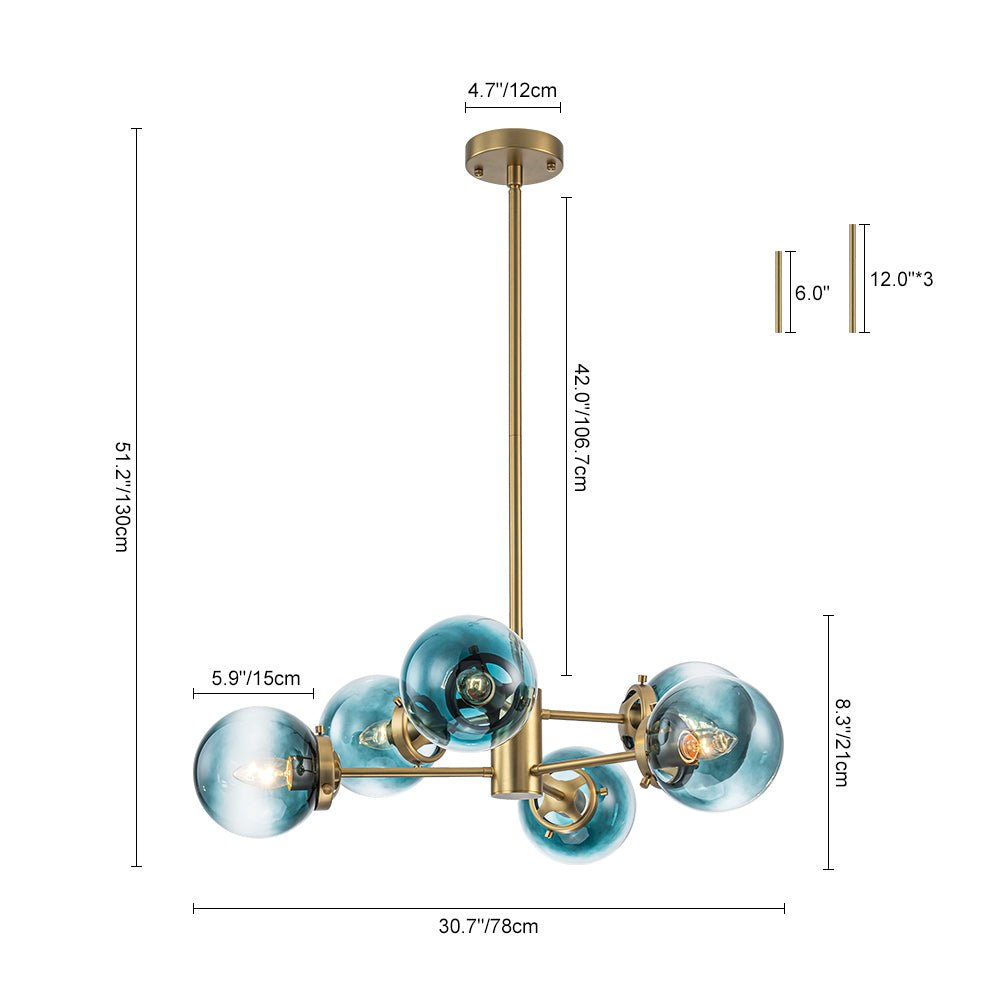 Sputnik Blue Glass Globe Bubble Chandelier | Thehouselights, Bubble ...