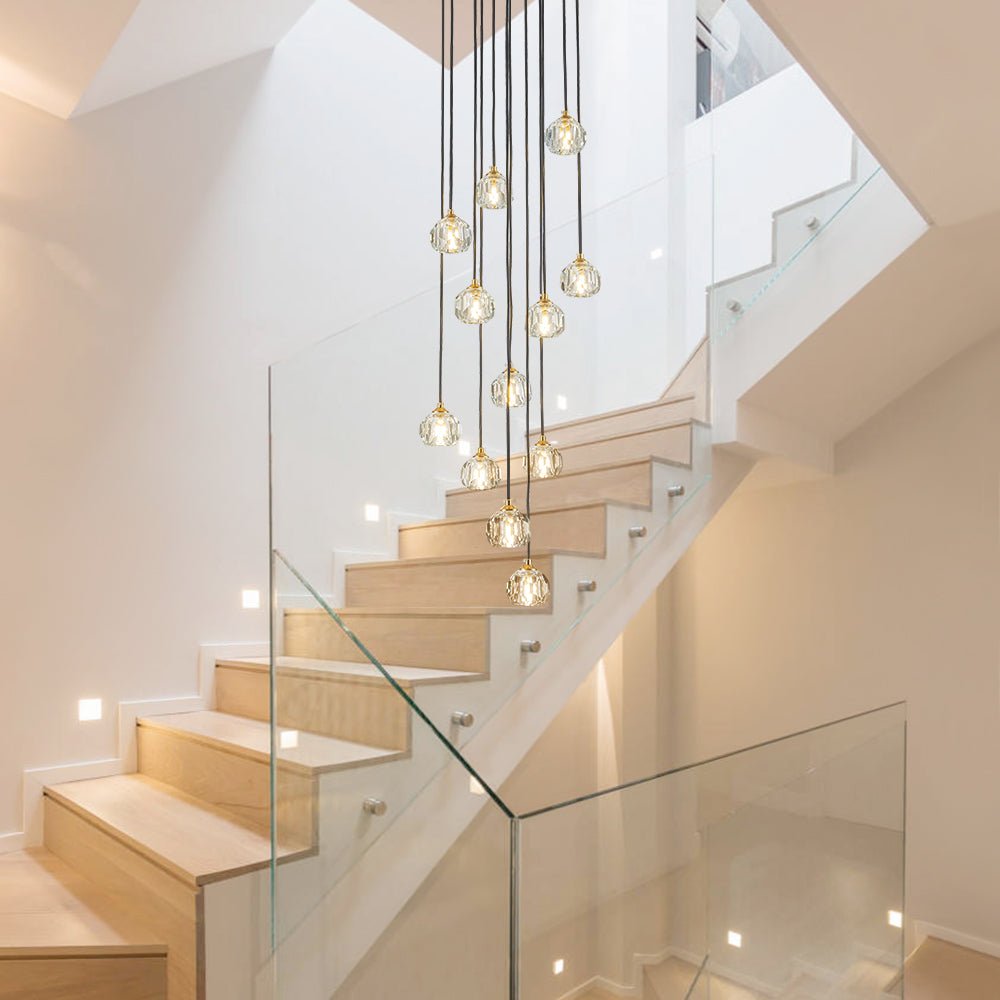 Stairs Swirl Cluster Crystal Pendant Light | Large Hanging Light ...