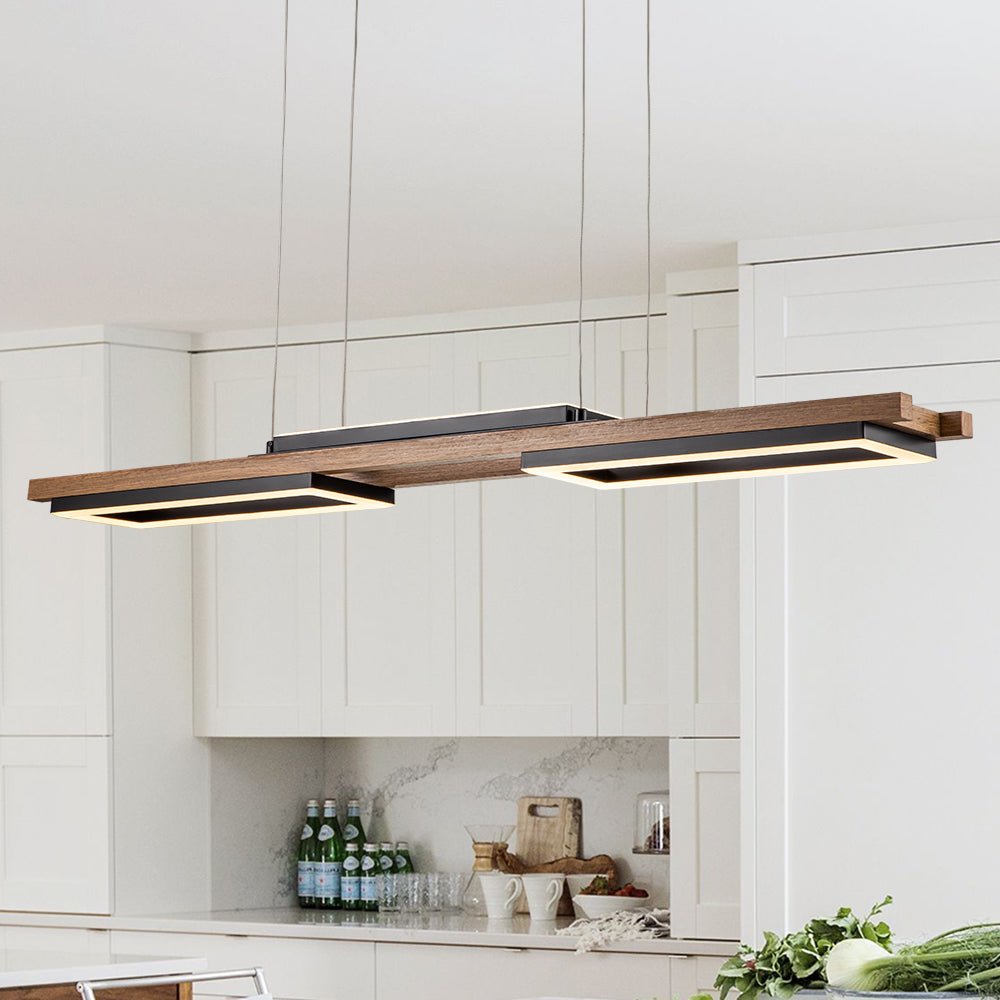Wooden LED Linear Chandelier | thehouselights, Kitchen Island Pendant ...