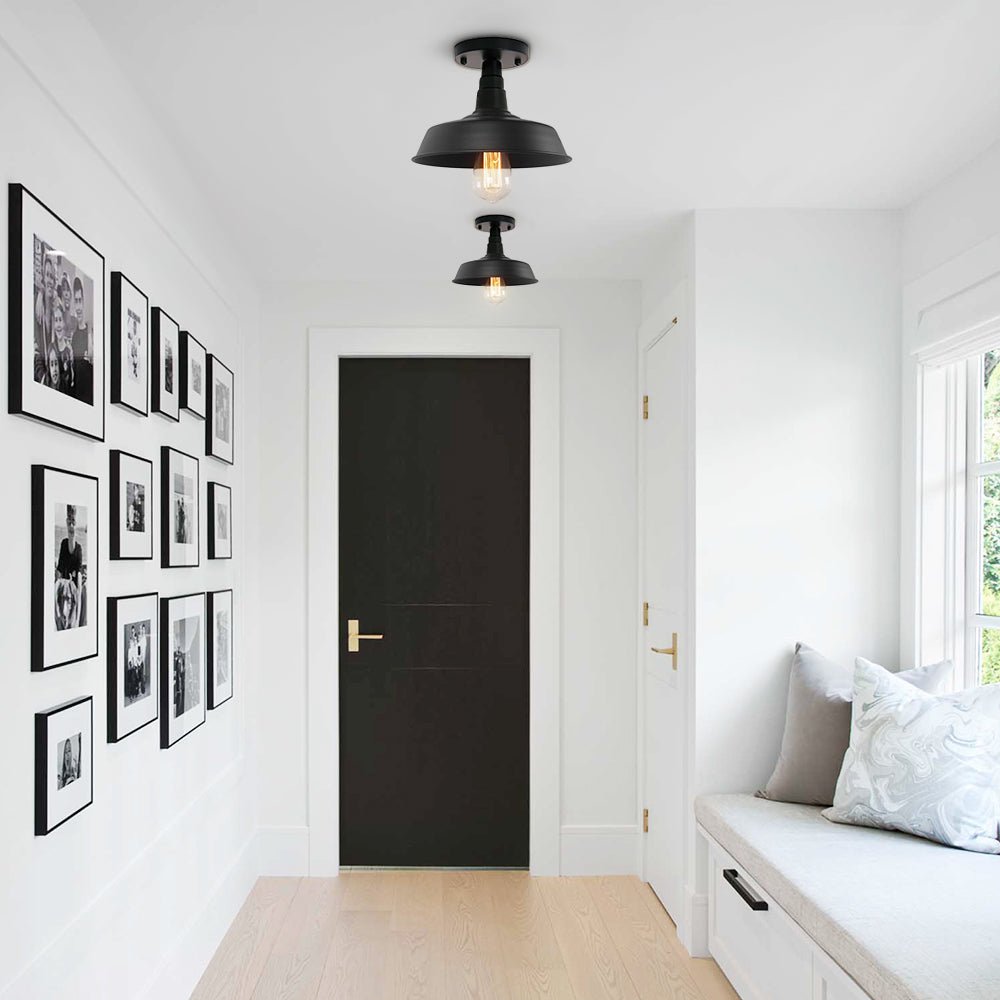 1-Light Black Pot Lid Semi Flush Mount 10.2" | Thehouselights, Kitchen ...