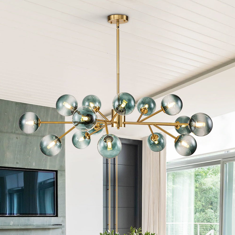 15-Light Blue Branch Sputnik Chandelier | Black Sputnik Light | Living ...