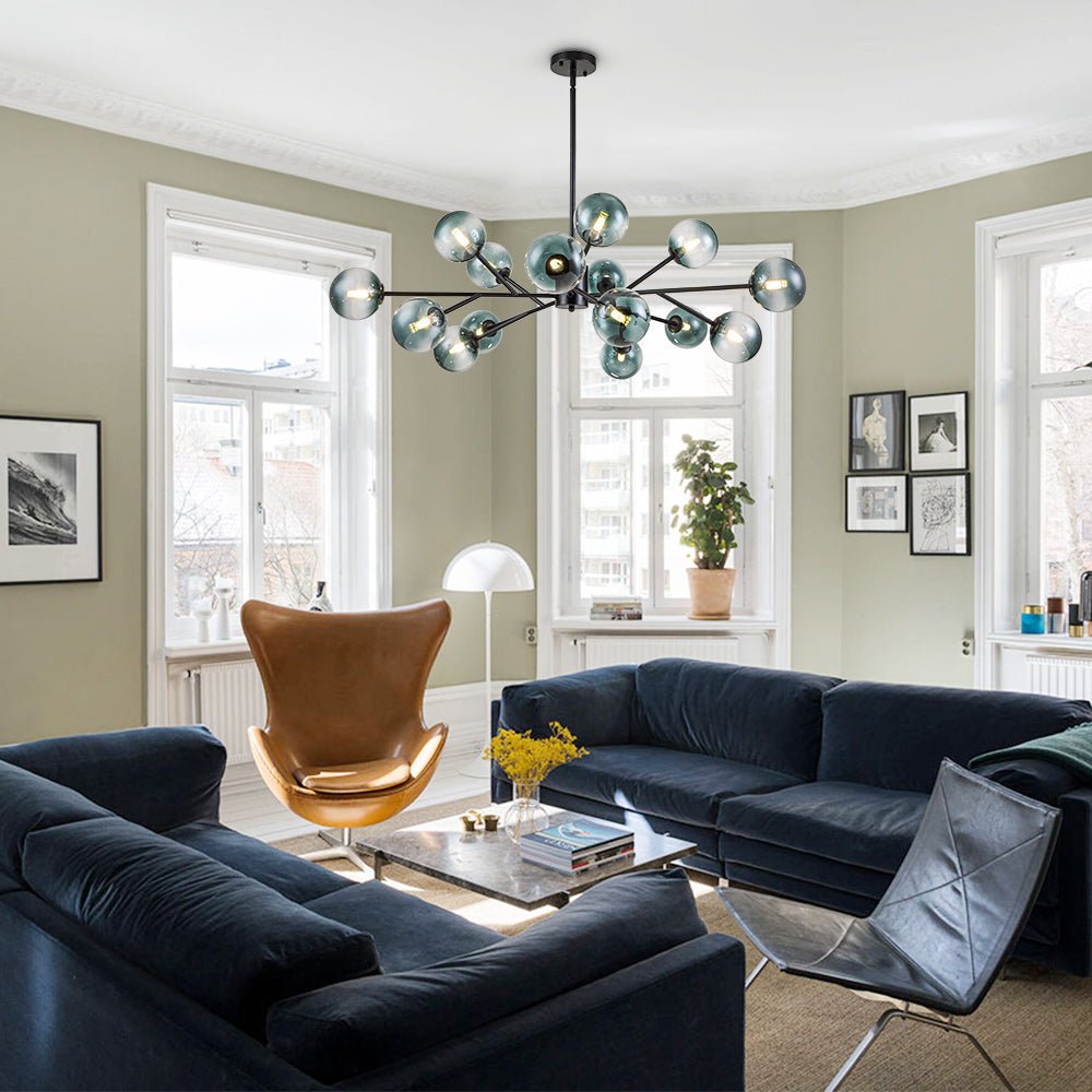 15-Light Blue Branch Sputnik Chandelier | Black Sputnik Light | Living ...