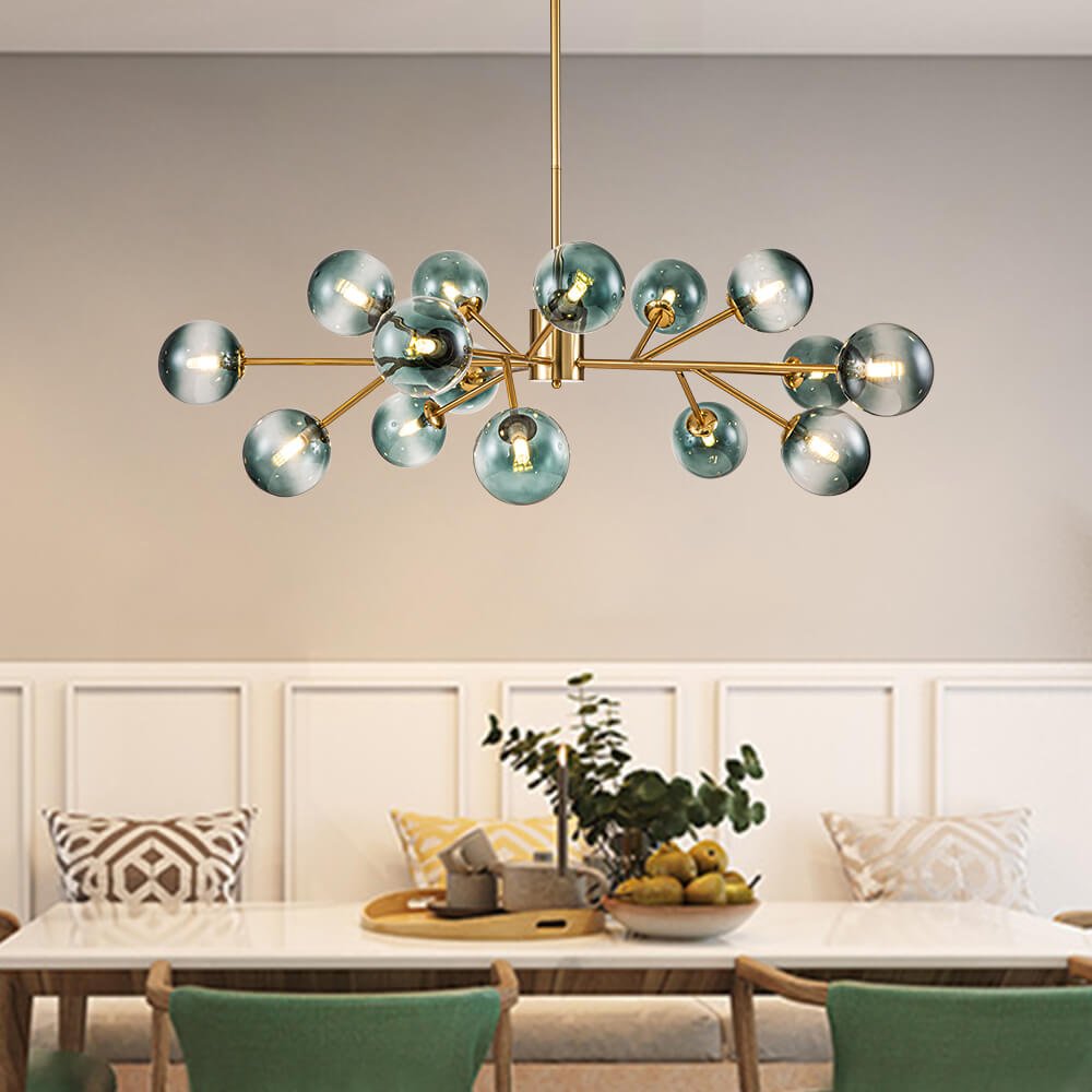 15-Light Blue Branch Sputnik Chandelier | Black Sputnik Light | Living ...