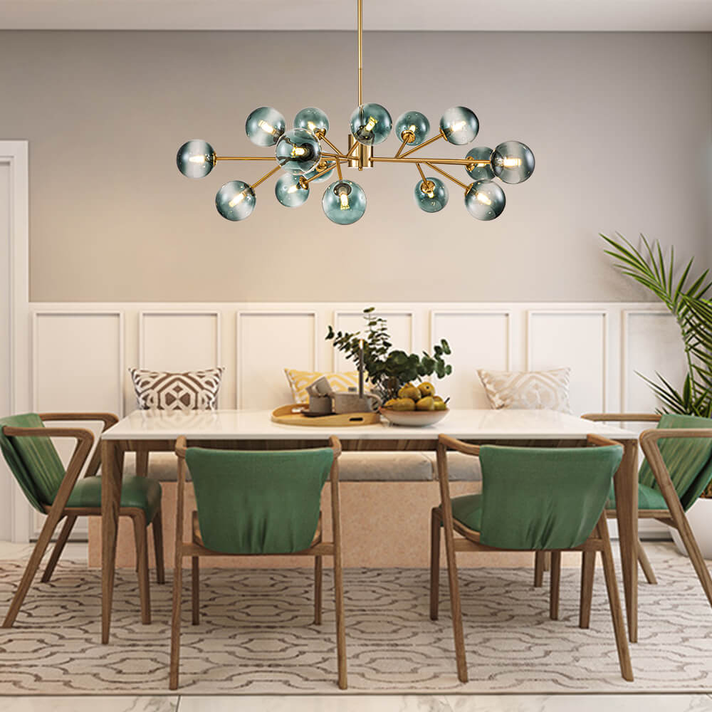 15-Light Blue Branch Sputnik Chandelier | Black Sputnik Light | Living ...