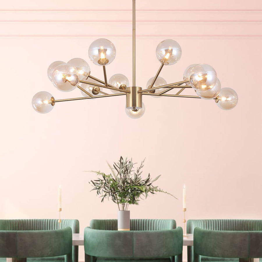 15-Light Mid-Century Modern Sputnik Sphere Globe Chandelier | Black ...