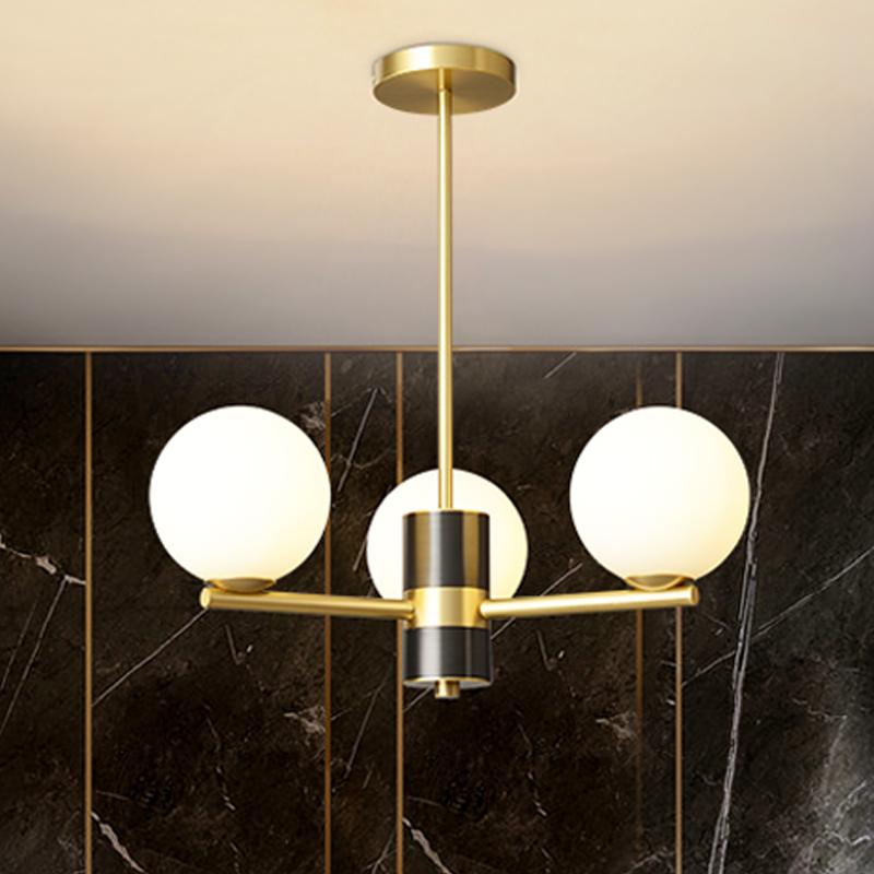 3-Light Sputnik Chandelier with Opal Glass Globes – Thehouselights