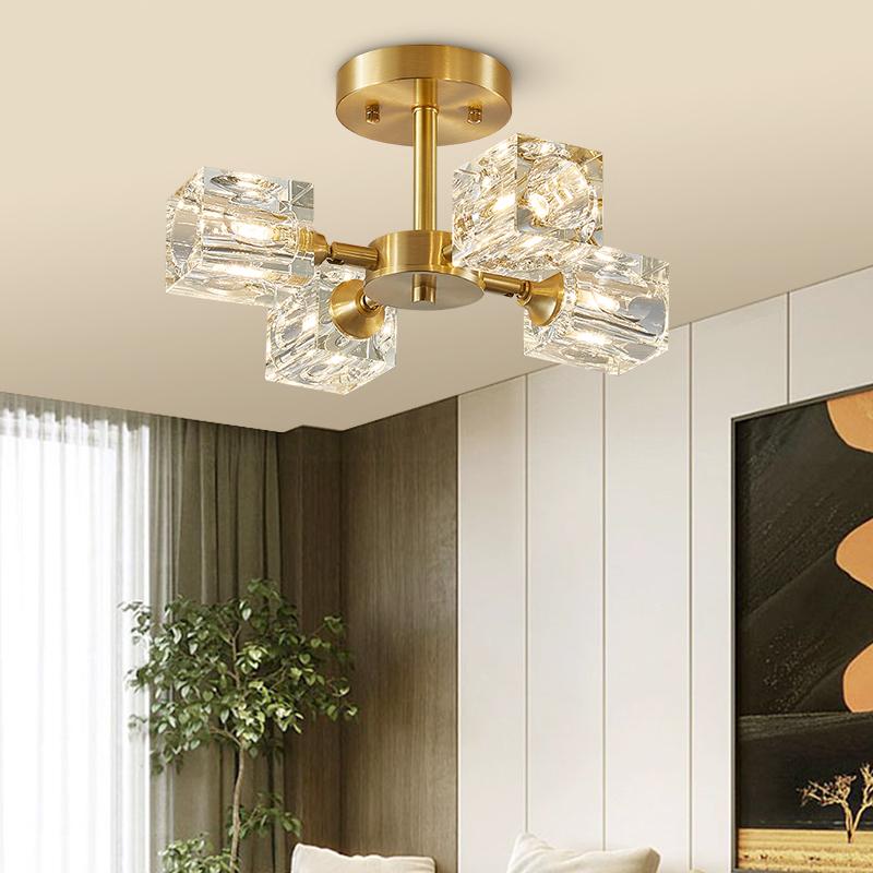 4-light Square Crystal Flush Mount Ceiling Light – Thehouselights
