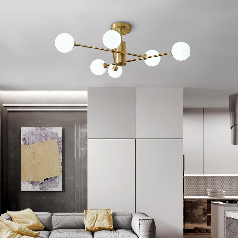 Mid-Century Modern 6-Light Glass Globe Ceiling Light | Living Room ...
