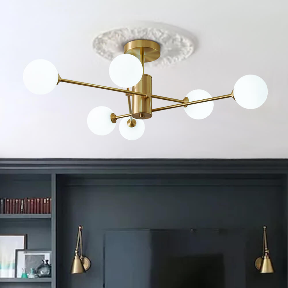 Mid-Century Modern 6-Light Glass Globe Ceiling Light | Living Room ...