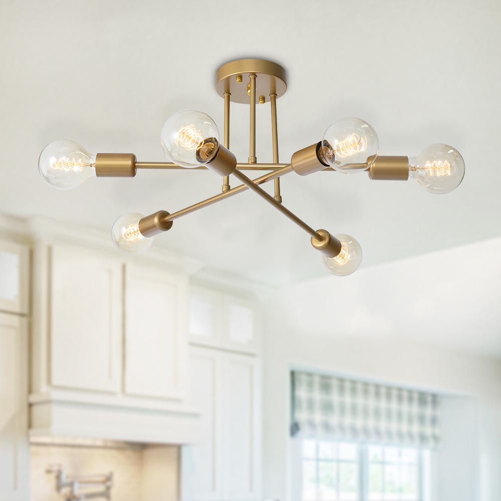 6-Light Sputnik Semi Flush Mount Lighting | Thehouselights, Modern ...