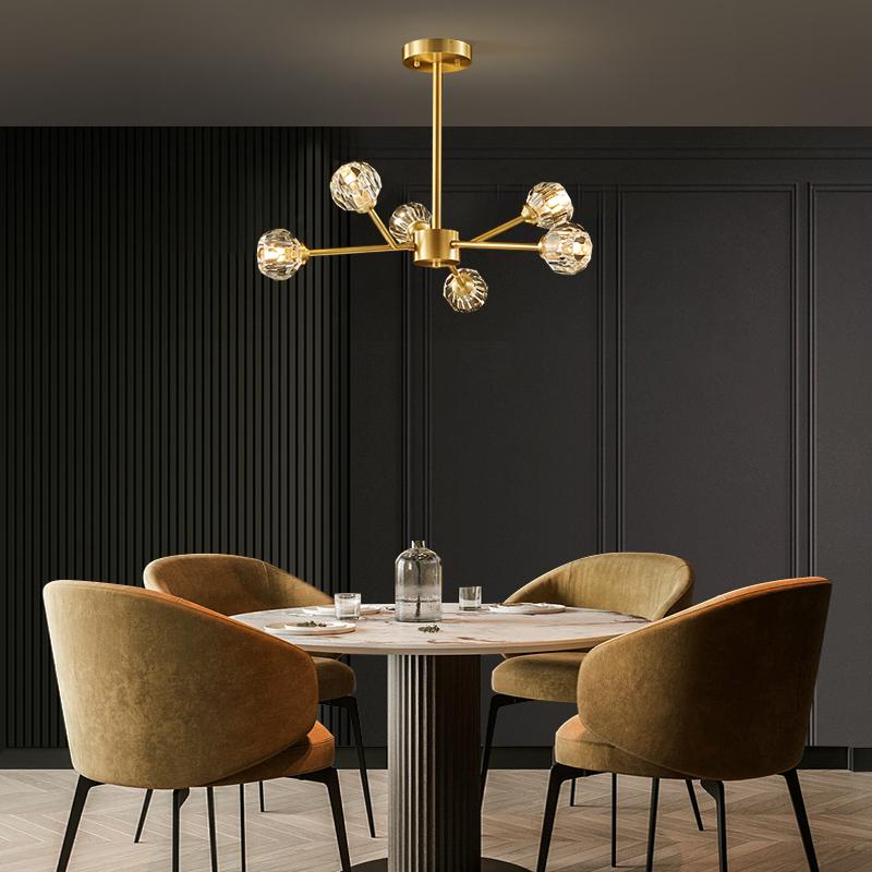Mid-century 6-Light Sputnik Crystal Shade Chandelier |Sputnik Ceiling ...