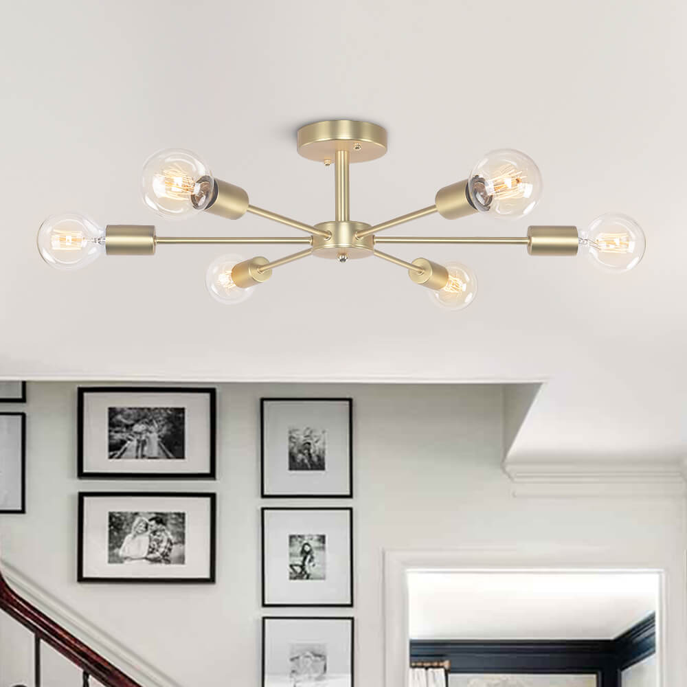 6-Light Sputnik Semi Flush Ceiling Light | Thehouselights, Ceiling ...