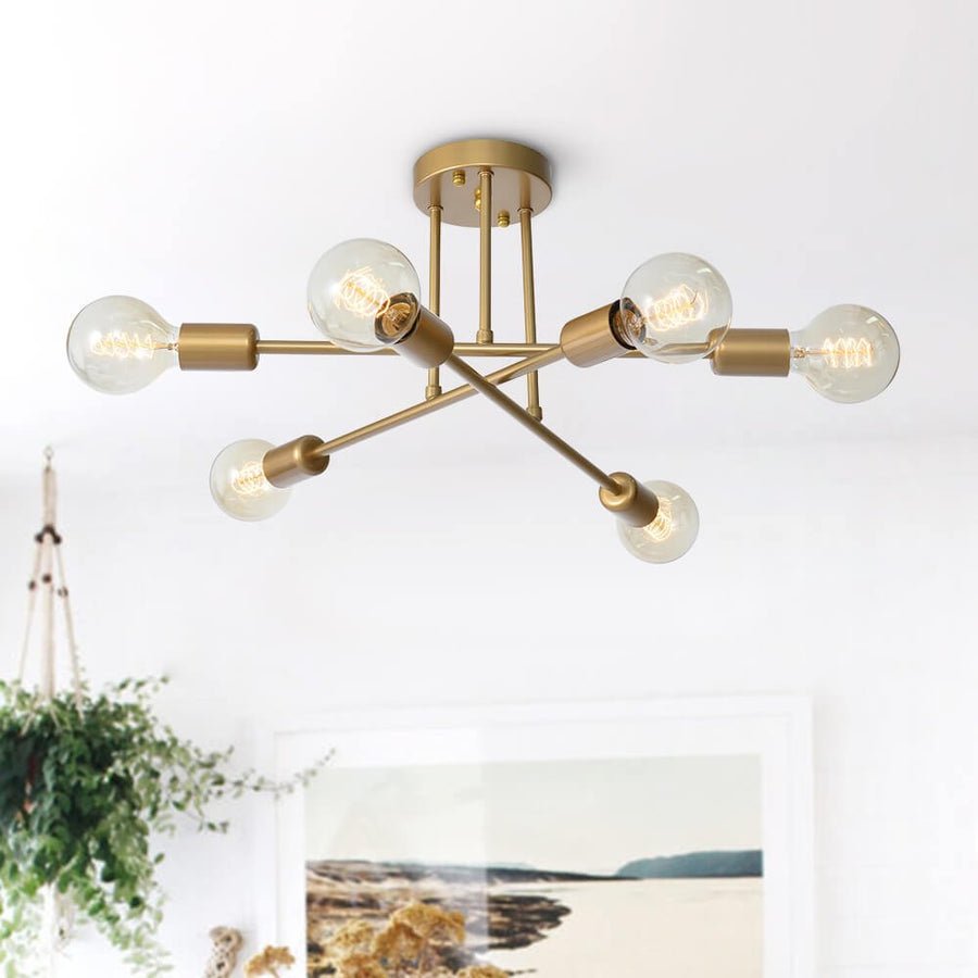 6-Light Sputnik Semi Flush Mount Lighting | Thehouselights, Modern ...