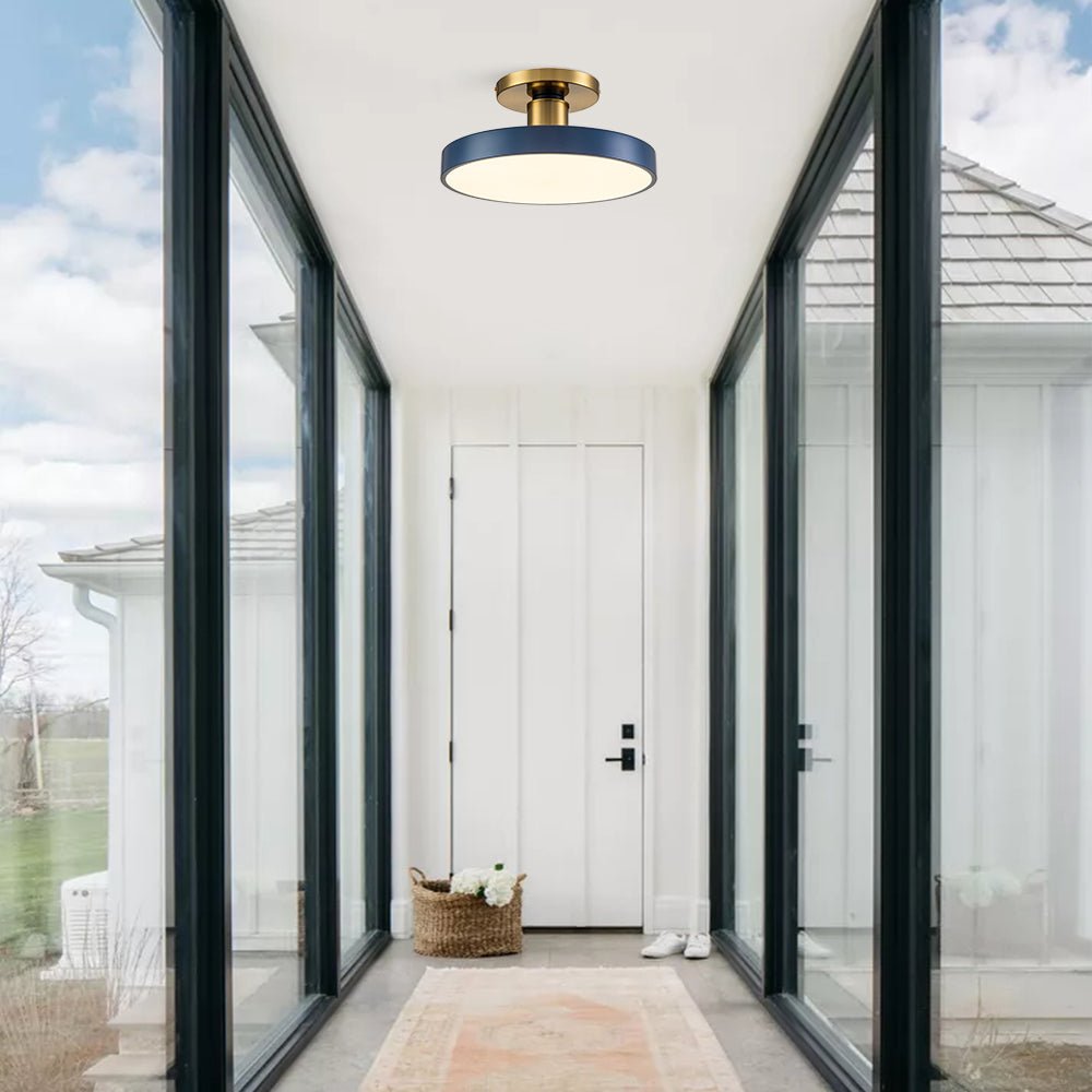 Blue LED Acrylic Drum Semi Flush Mount Ceiling Light | Thehouselights ...