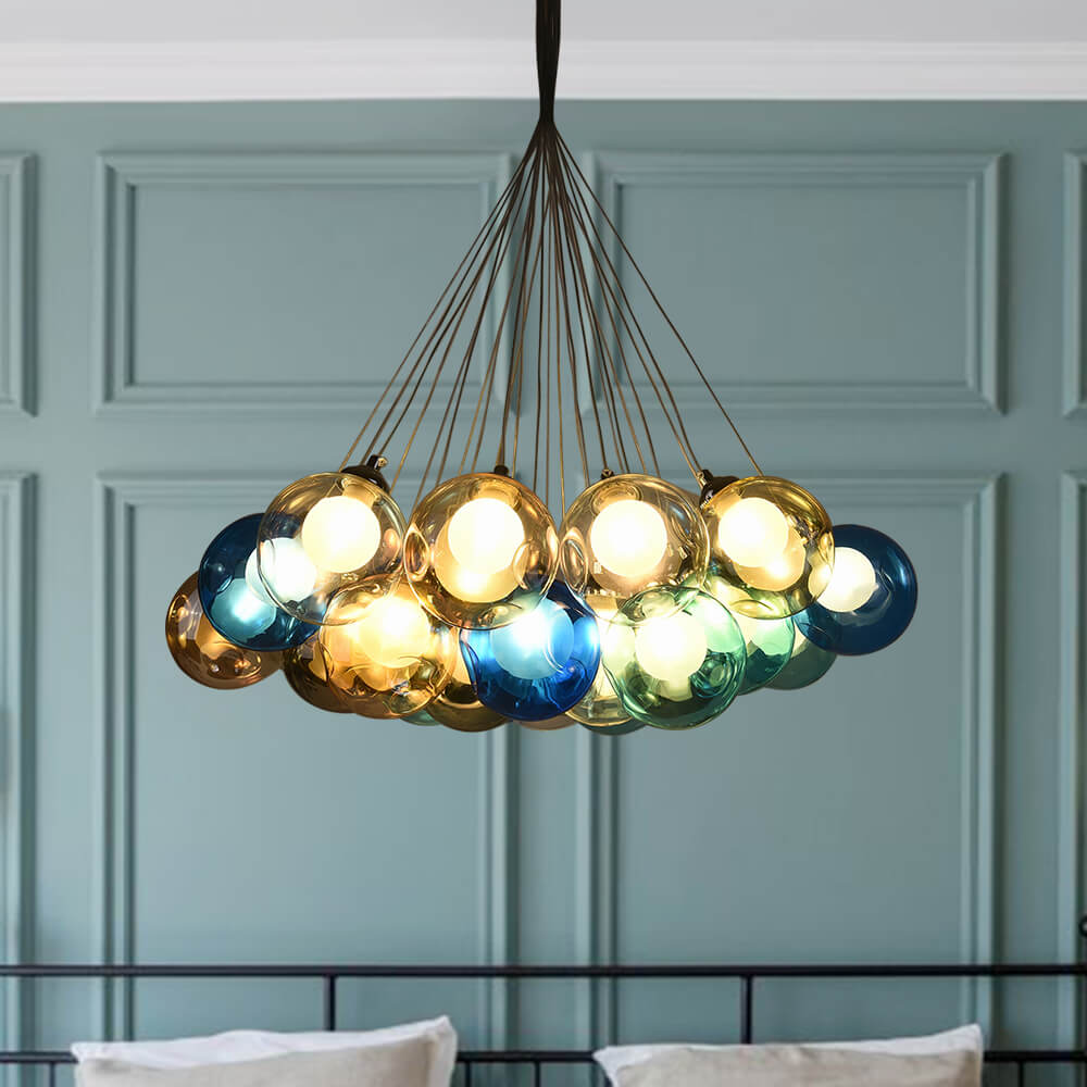 Modern Cluster Glass Pendant Ball Bubble Chandelier Lights with Multi ...