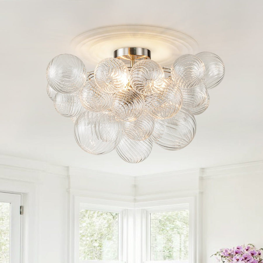 Modern Cluster Glass Bubble Ceiling Semi Flush Chandelier | Bubble ...