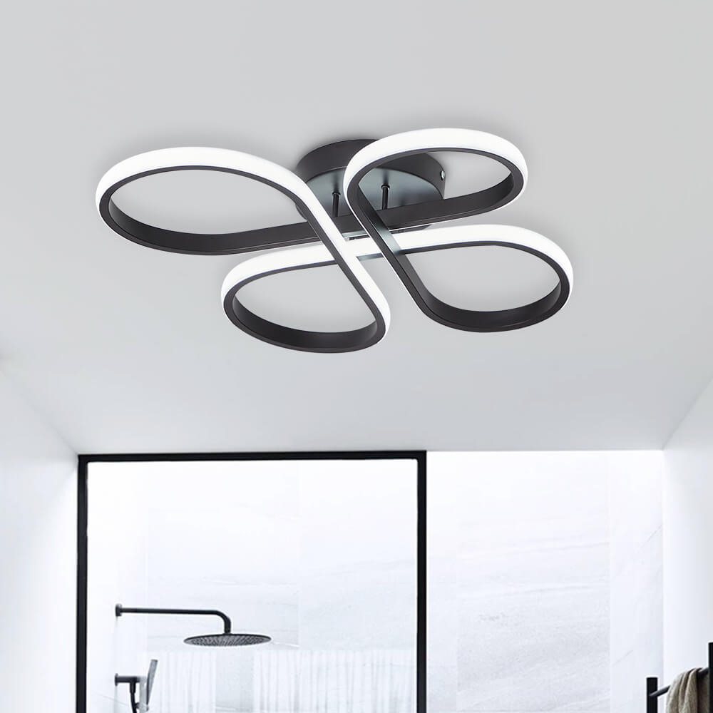 Dimmable Butterfly Swirl LED Semi Flush Mount in Black/ White ...