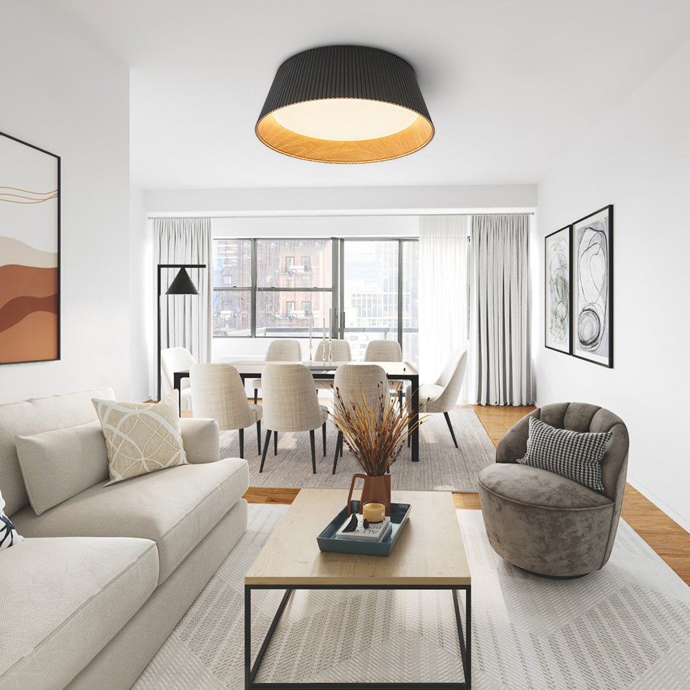 Fluted Ribbed Wood Grain LED Flush Mount Ceiling Light | Ceiling light ...