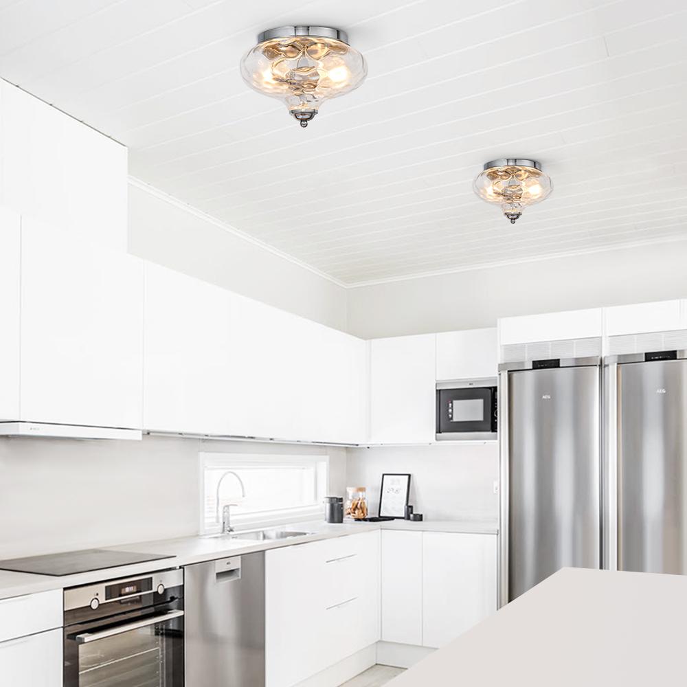 Hammered Glass Bowl Ceiling Light in Chrome | Thehouselights, Flush ...