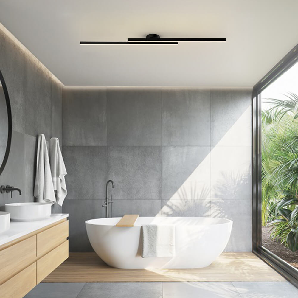 Long Strip LED Black Flush Mount | Black Ceiling Light| Black Led Wall ...