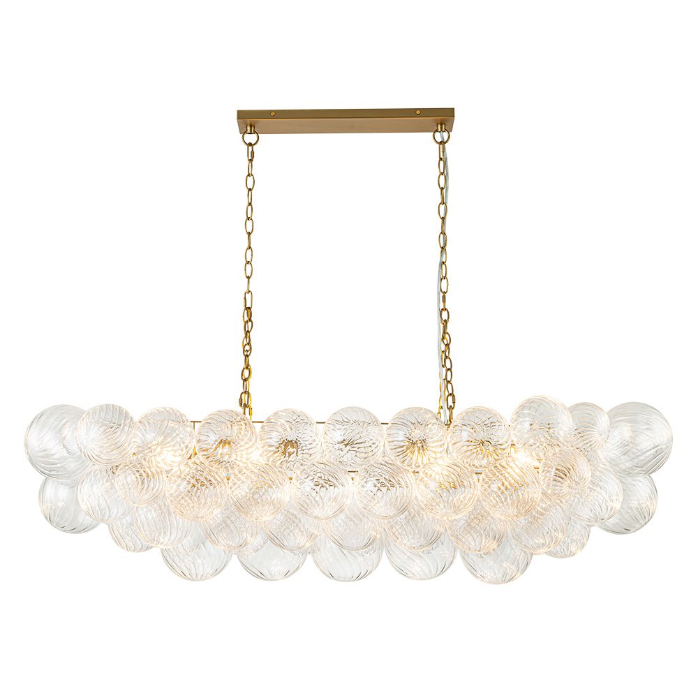 Luxury Glam Large Cluster Ribbed Glass Bubble Linear Entry Chandelier ...