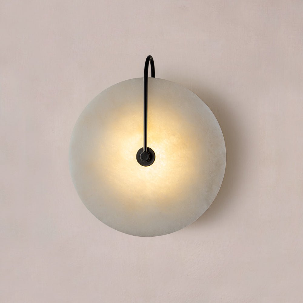 Mid-century Wall Sconce with Circle Marble Shade | Contemporary wall ...