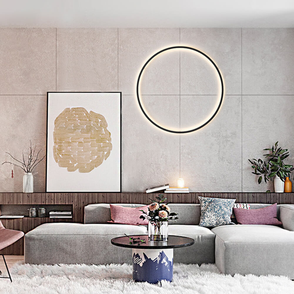 Minimalist Background Black LED Round Mood Wall Sconce| Bedside Wall ...